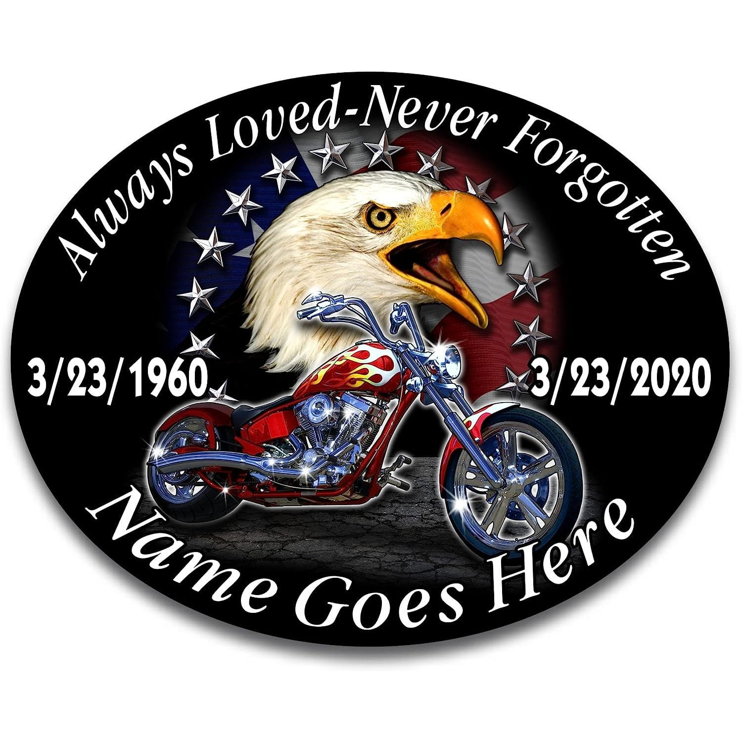 Always Loved Never Forgotten Memorial Decal Eagle Motorcycle American ...