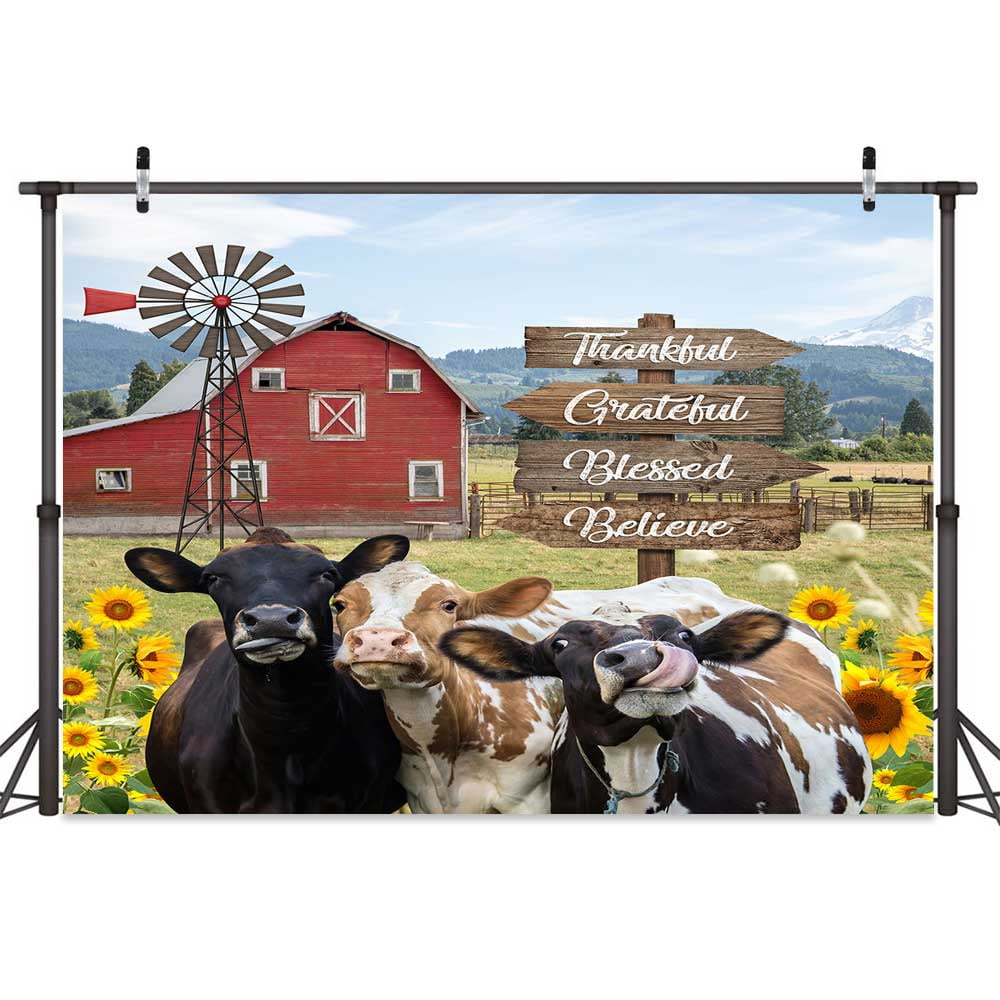 7x5ft Cow Backdrop Photo Props for Studio Wedding Baby Shower Wall Art ...