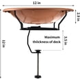 Bird Bath Deck Mounted 12 Inches, Deck Adjustable Steel Clamp 3.5 ...