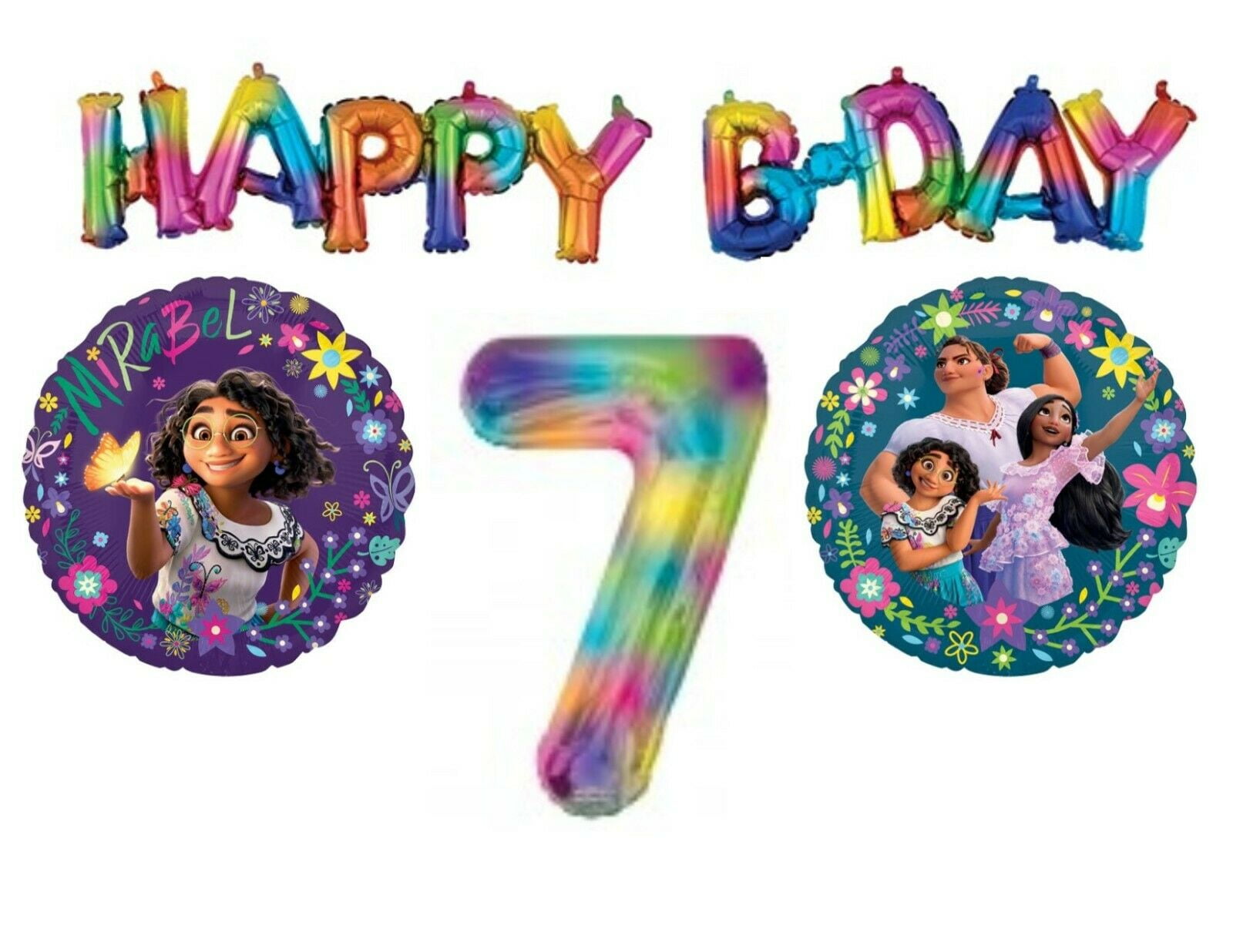 Encanto 7th Happy B-Day Birthday Rainbow Party Balloons Decorations ...