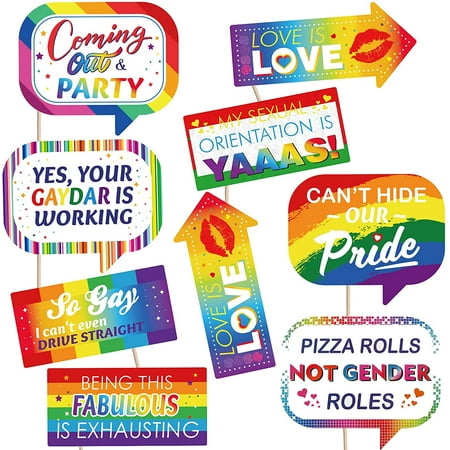 24 Pieces Rainbow Party Photo Booth Props Love is Love Cutouts Decors ...
