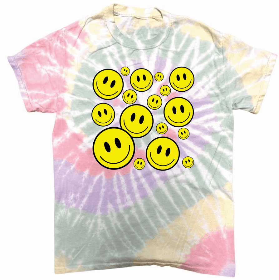 Happy Face Tee Smiley Face Positive Vibes Tie Dye Tee - Walmart.com