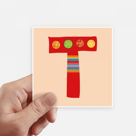 T Alphabet Orange Fruit Cute Pattern Sticker Square Waterproof Stickers ...