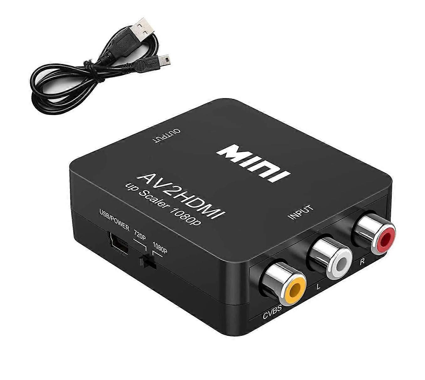 CAIFU AV to HDMI Converter, with USB Charging Cable for PC Laptop Mini ...