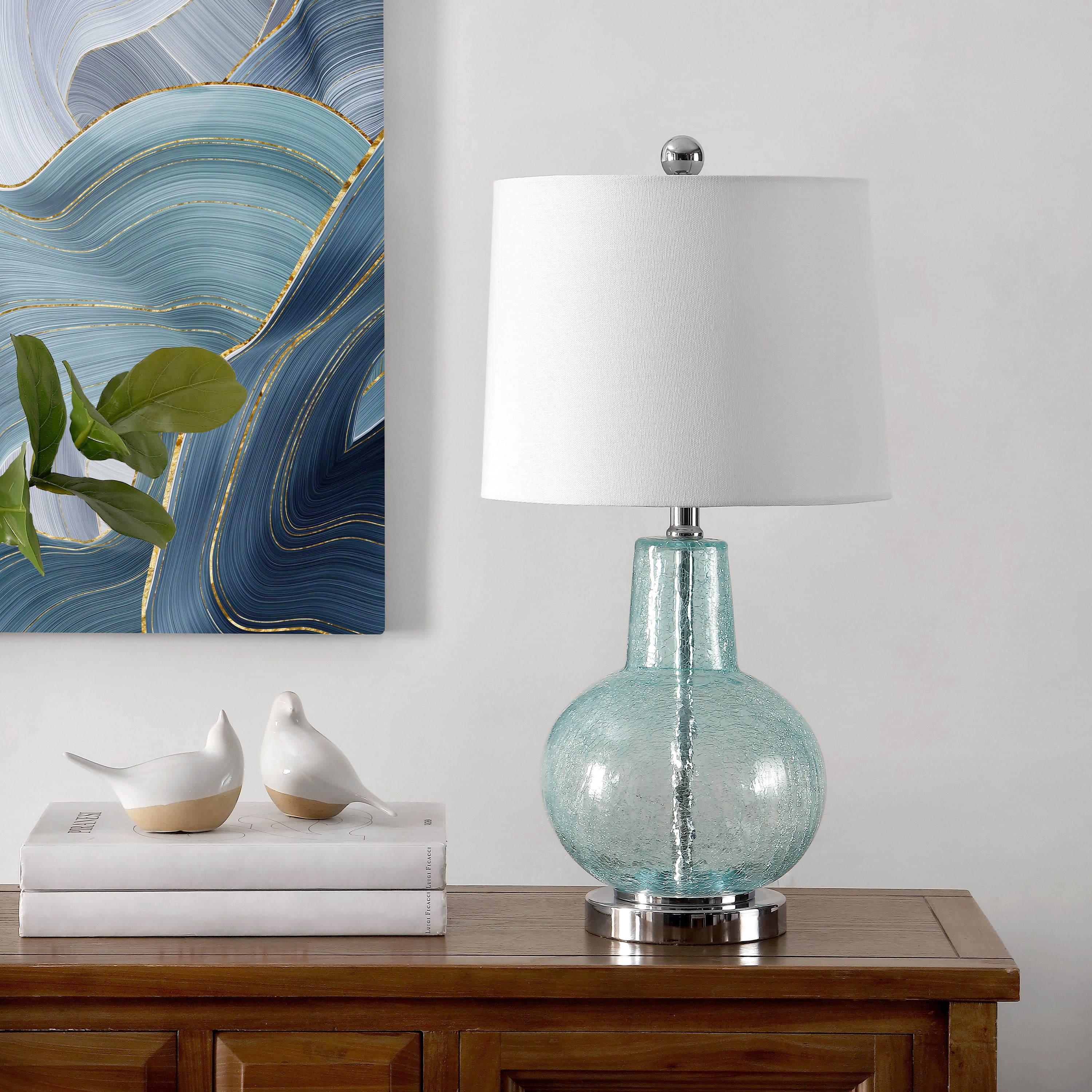 Safavieh Atlas Modern Rustic 24 in. H Table Lamp, Blue Crackle ...