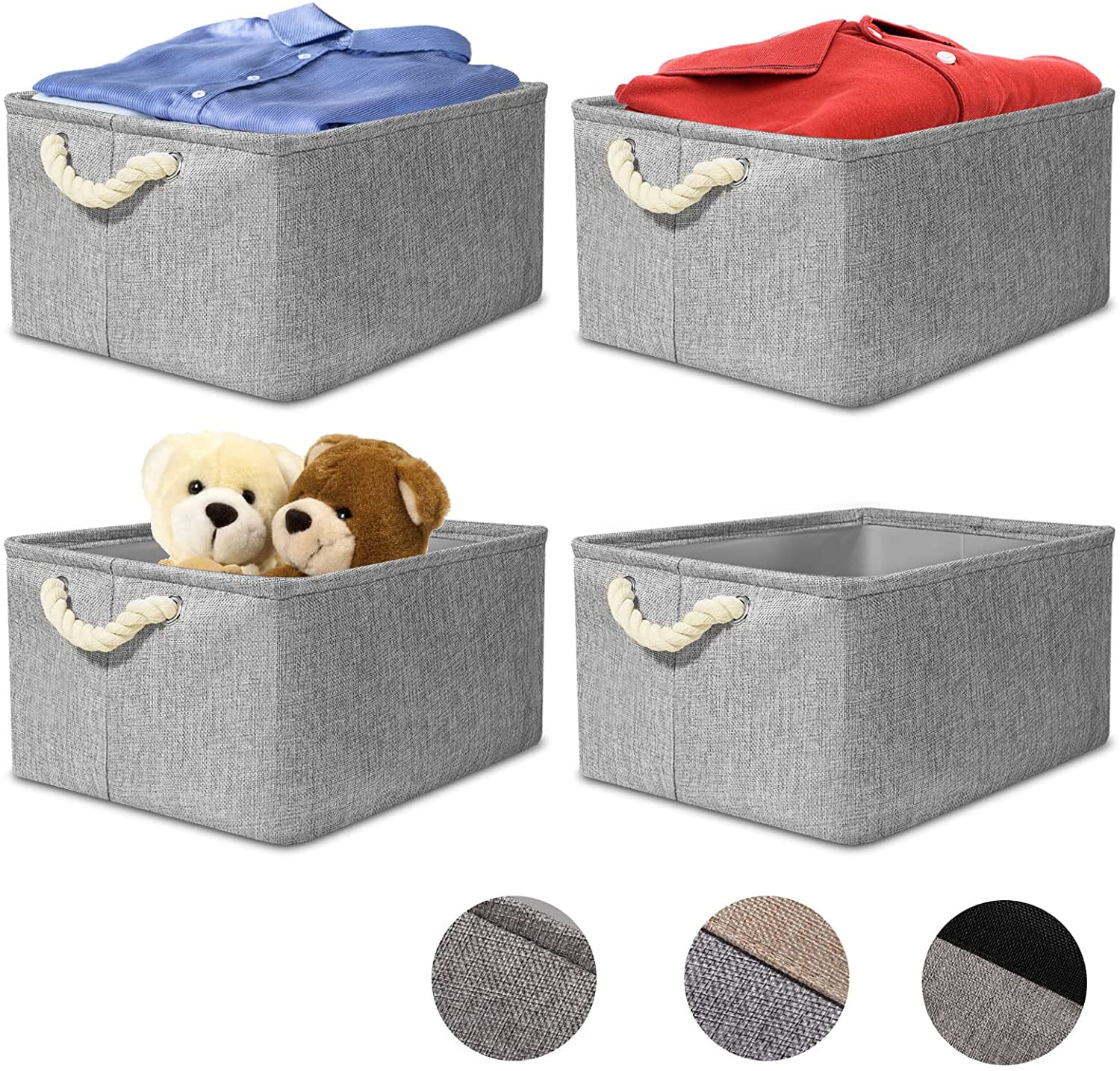 Fabric Storage Cubes, 4 Pcs Storage Boxes, Fabric Storage Box ...