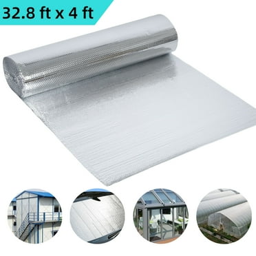 23.6IN X 10FT Double Reflective Bubble Foil Insulation Foam, Aluminum Foil Thermal Insulation ...