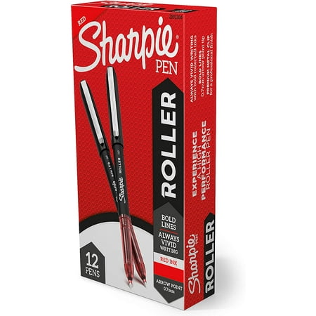 Sharpie Rollerball Pen, Arrow Point (0.7mm) Pen for Bold Lines, Red Ink ...