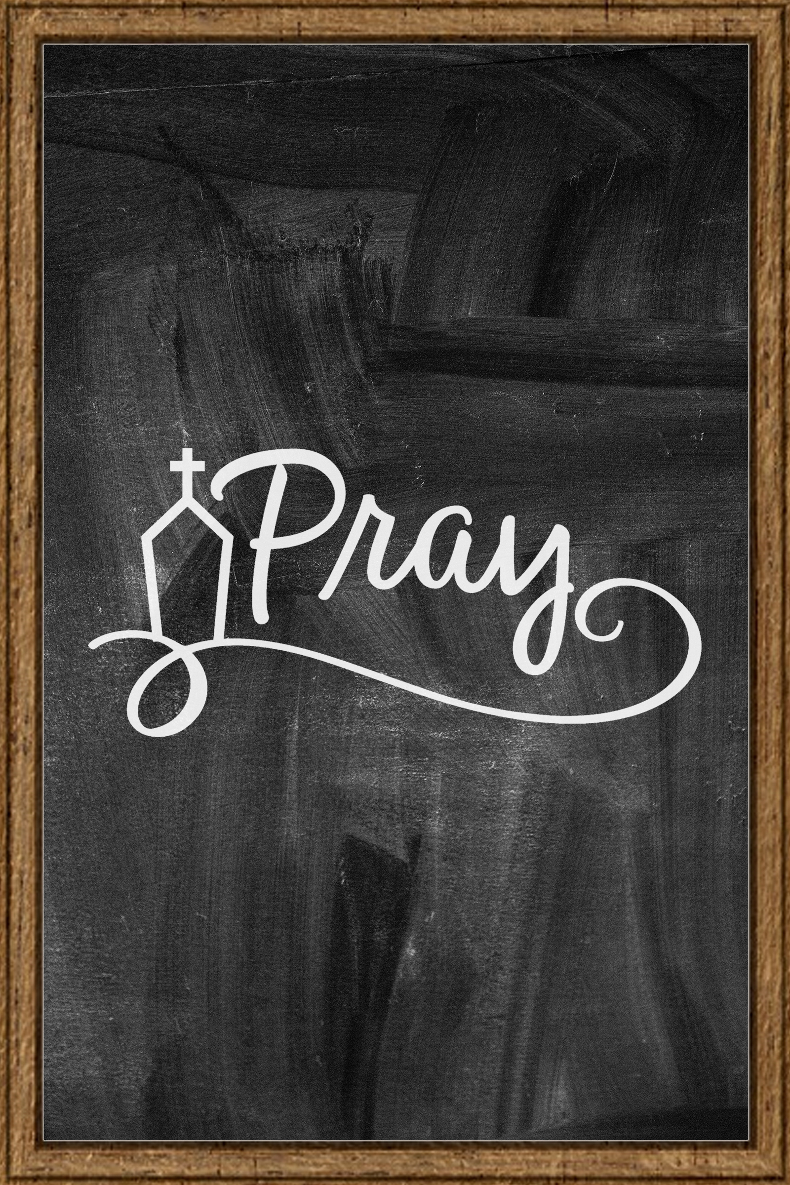 Pray cursive steeple cross faith religious god Jesus miracles Tin Sign ...