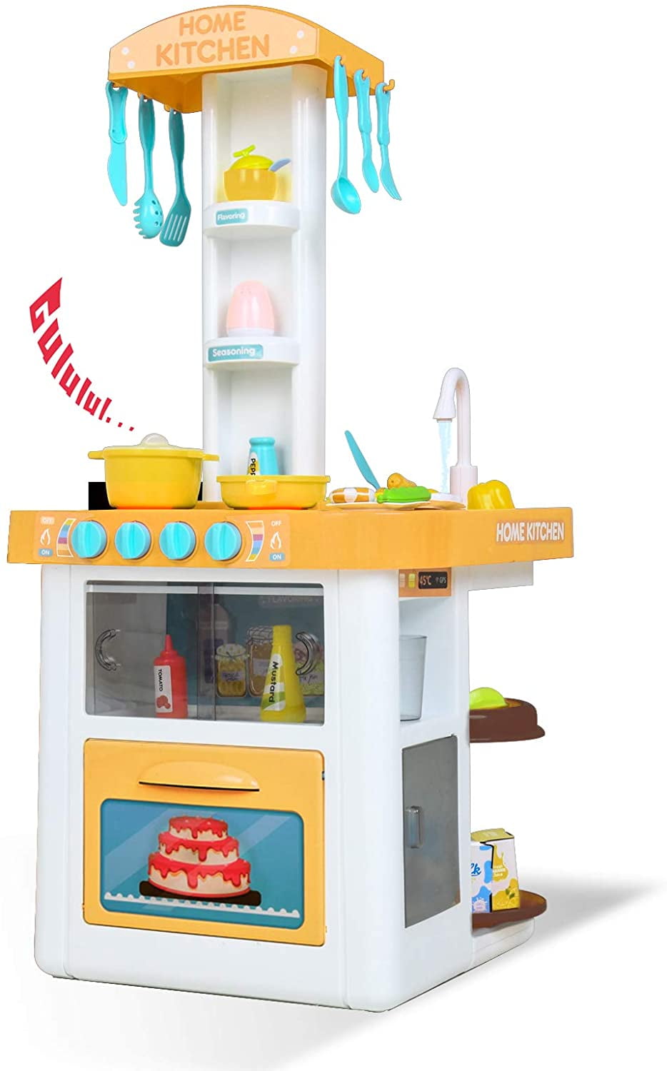 Uenjoy Kids Mini Kitchen Playset Plastic Pretend Play Kitchen with ...