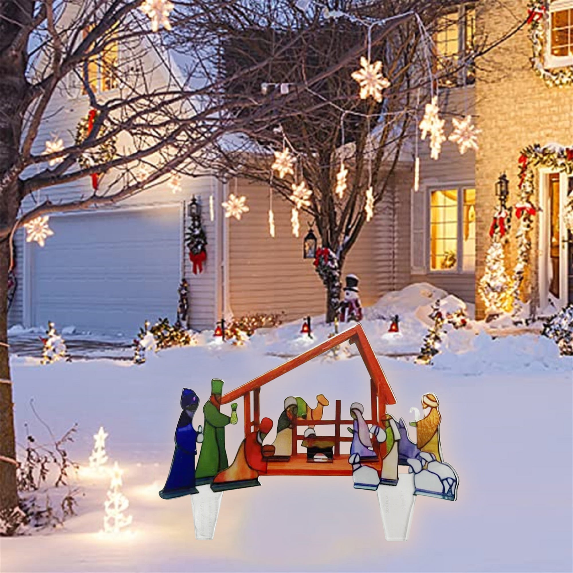 Luiryar Glowing Nativity Scene Gardening Ornaments Yard Sign and ...