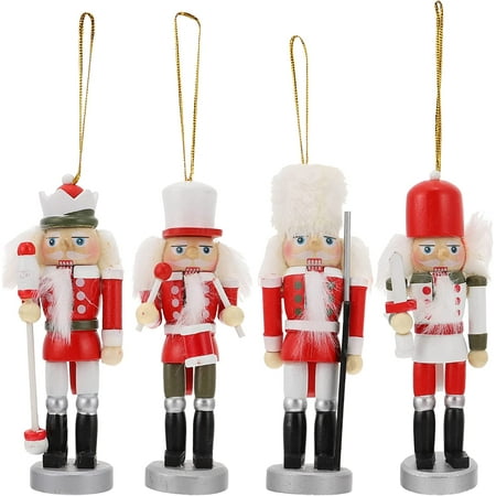 4pcs Christmas Nutcracker Ornament Wooden Nutcracker Christmas ...