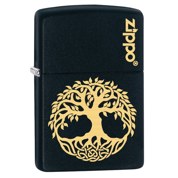 Zippo Lighter: Engraved Tree of Life - Black Matte 78813 - Walmart.com ...