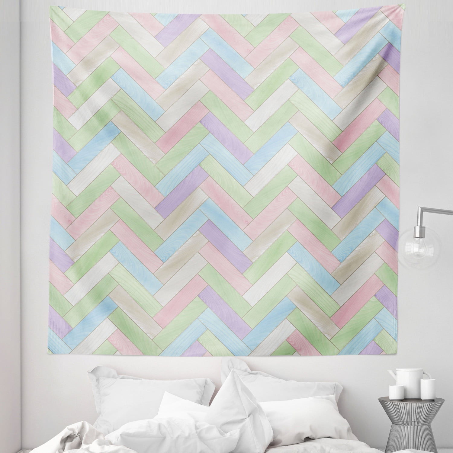Pastel Tapestry, Soft Colored Realistic Parquet Wooden Floor Pattern ...