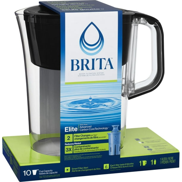 Brita 10 Cup Elite Filter Pitcher with Smart Light Indicator, Reduces ...