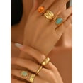 7pcs Multicolor Goldtone Thick Layered Ring Set With Green Blue Orange ...