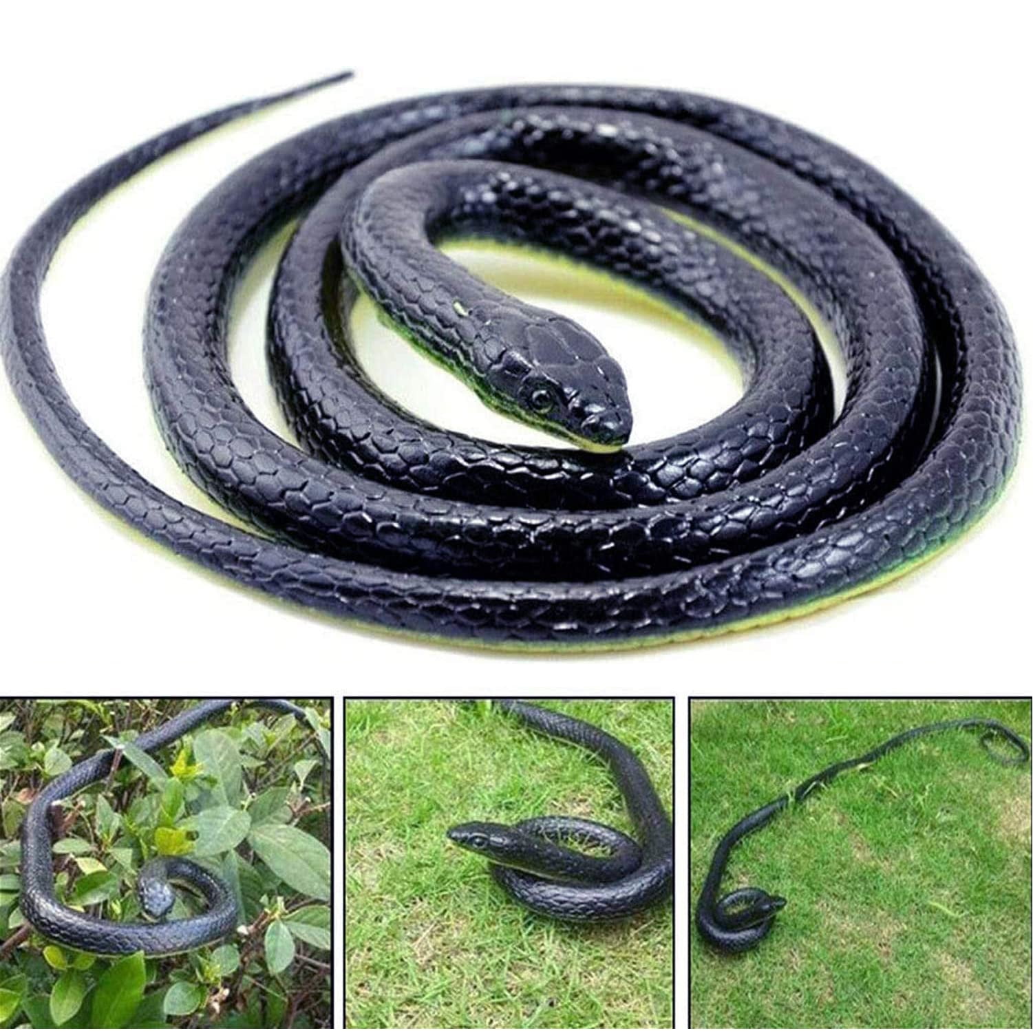 Realistic Rubber Black Snake Toy That Look Real Prank Fake Black Mamba ...