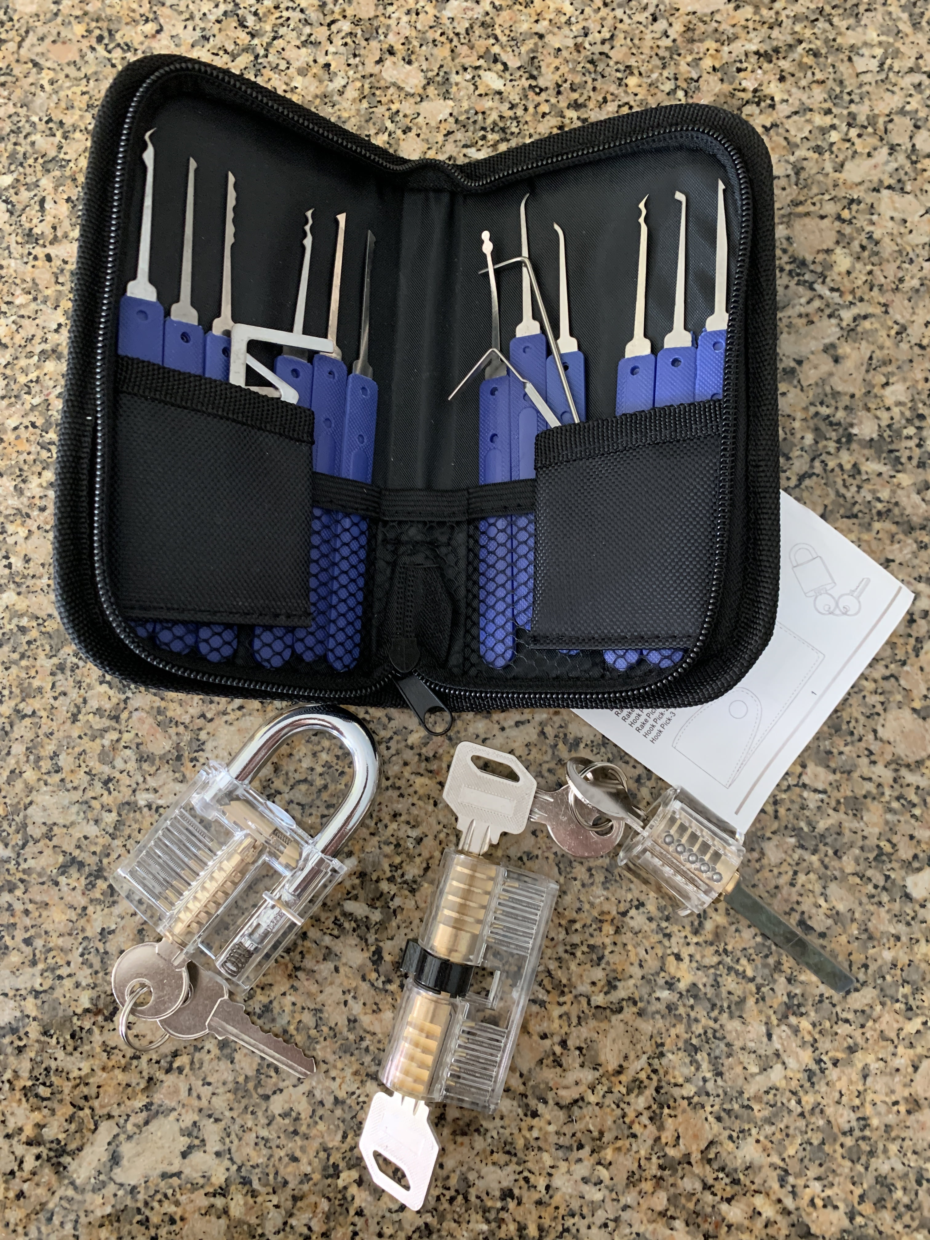 Professional 18-Piece Set Training Kit 3 Locks Keys Tools - Walmart.com