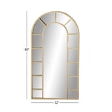 DecMode Gold Metal Arched Window Pane Room Wall Mirror with Arched Top ...