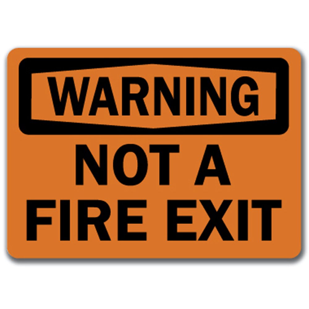 Warning Sign - Not A Fire Exit - 10" x 14" OSHA Safety Sign - Walmart ...