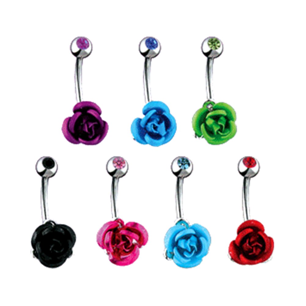Big Metal Rose Belly Button Ring,Blue - Walmart.com