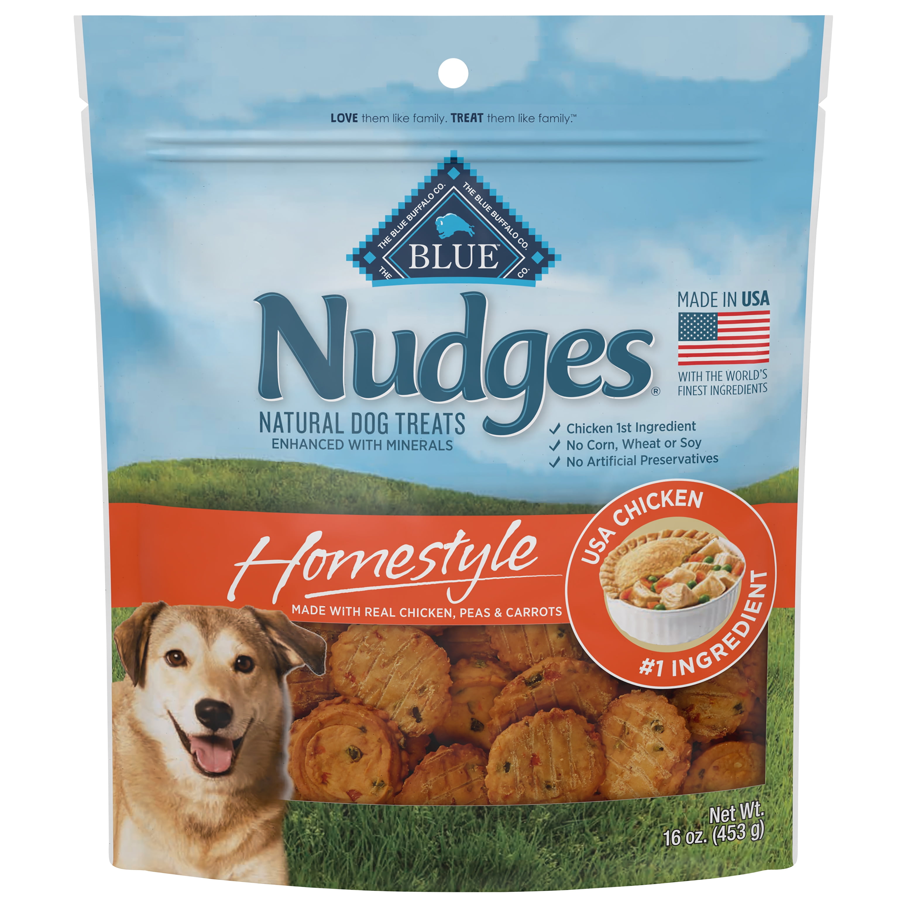 Blue Buffalo Nudges Homestyle Natural Dog Treats, Chicken, 16oz Bag ...
