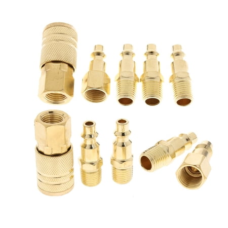 10 Pieces Set 1/4" Air Quick Connector Coupler Air Fittings Male Female ...