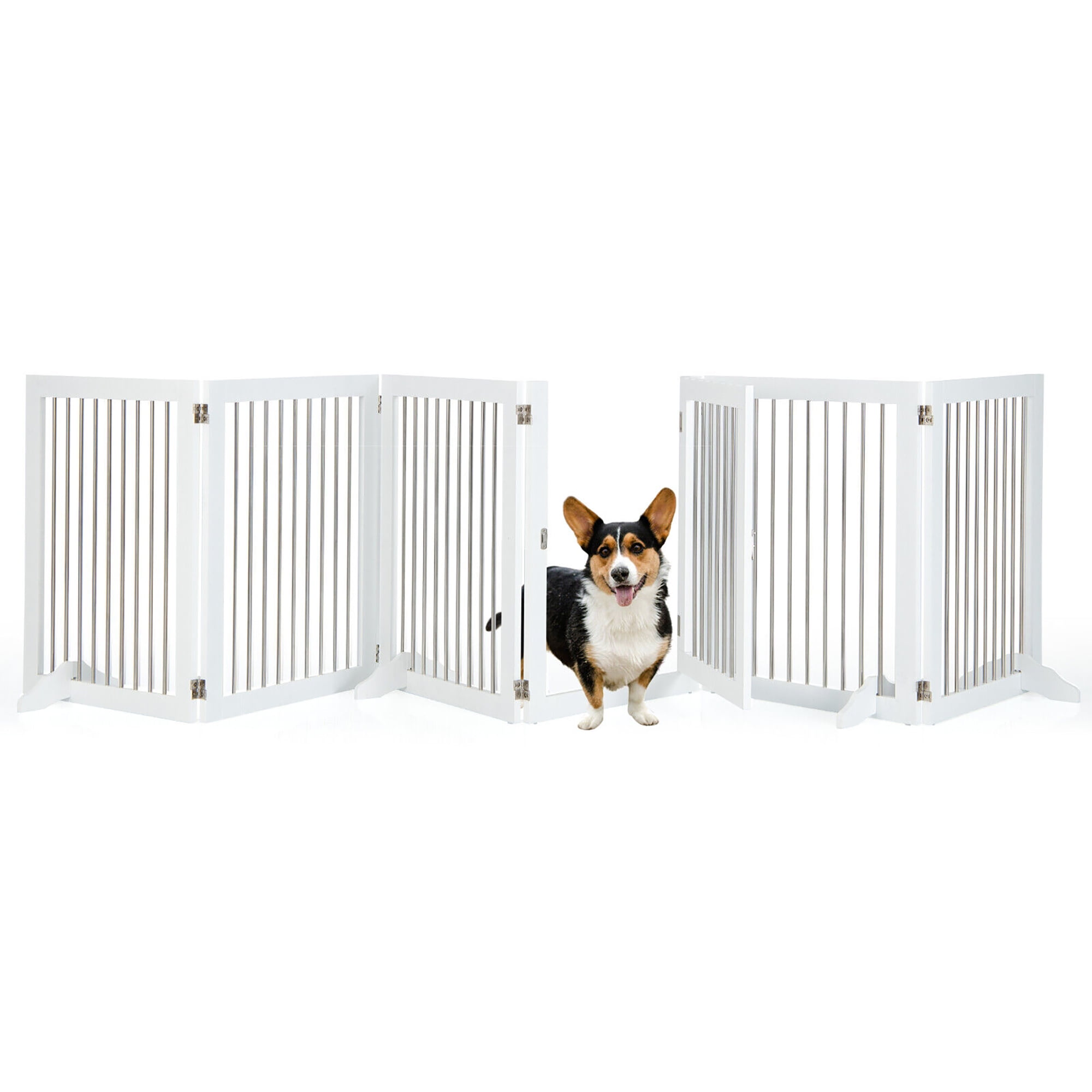 Click here for Gymax 6-Panel Freestanding Dog Gate Foldable Walk-... prices