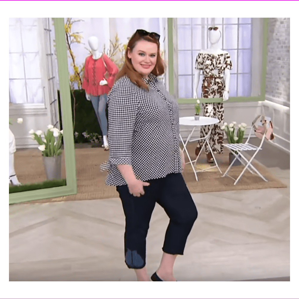 Susan Graver Regular Stretch Denim Pull on Crop Pant, Dk Indigo, 4 ...