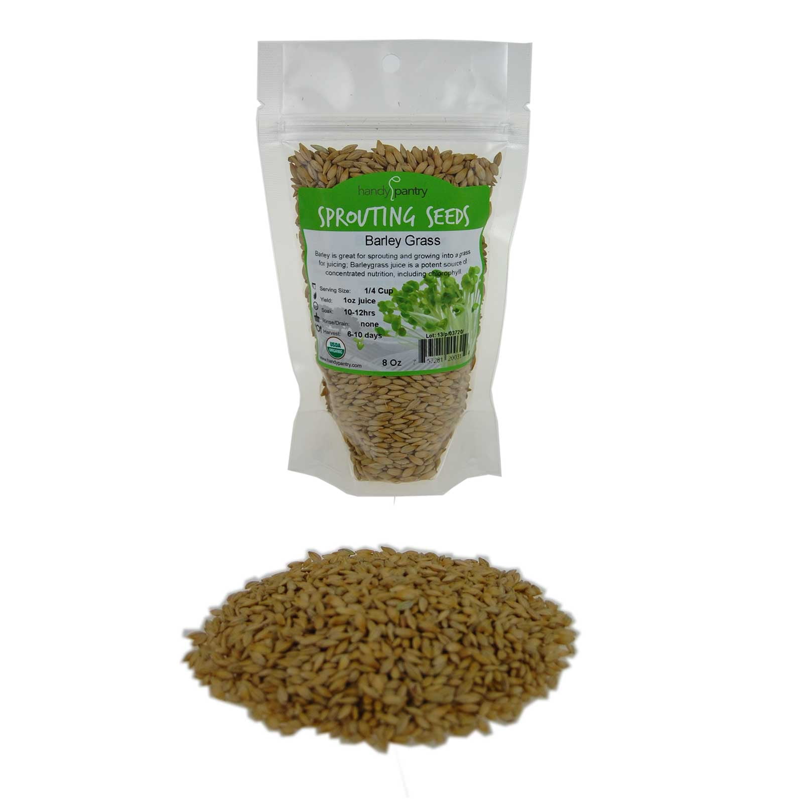 Organic Barley Seeds - 8 Oz - Whole (Hull Intact) Barleygrass Seed ...