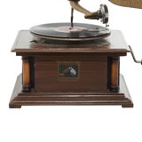 DecMode 18" x 28" Copper Wood Music Functional Gramophone with Record ...
