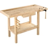 Olympia Tools Hard Wood Workbench, 4-Ft Length, Vise, Storage Shelf ...