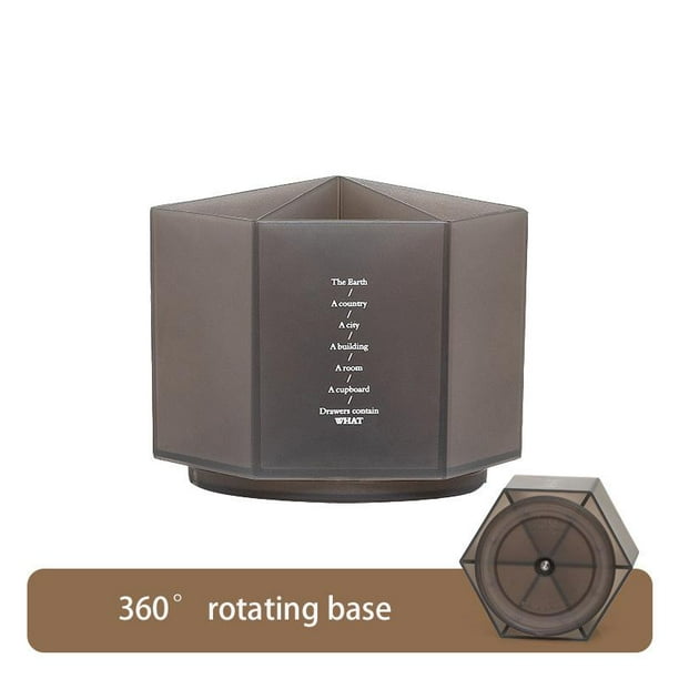 360 Degree Rotatable Office Desktop Organizer Translucent Coffee (11 ...
