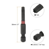 Uxcell T25 Magnetic Security Impact Torx Screwdriver Bit 1/4" Hex Shank 2" Length - Walmart.com
