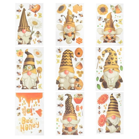 9 Sheets Spring Bee Festival Electrostatic Stickers Dwarf Glass Door ...