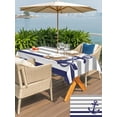 Blue Anchor Rectangle Outdoor Tablecloth with Umbrella Hole Costal Grey ...