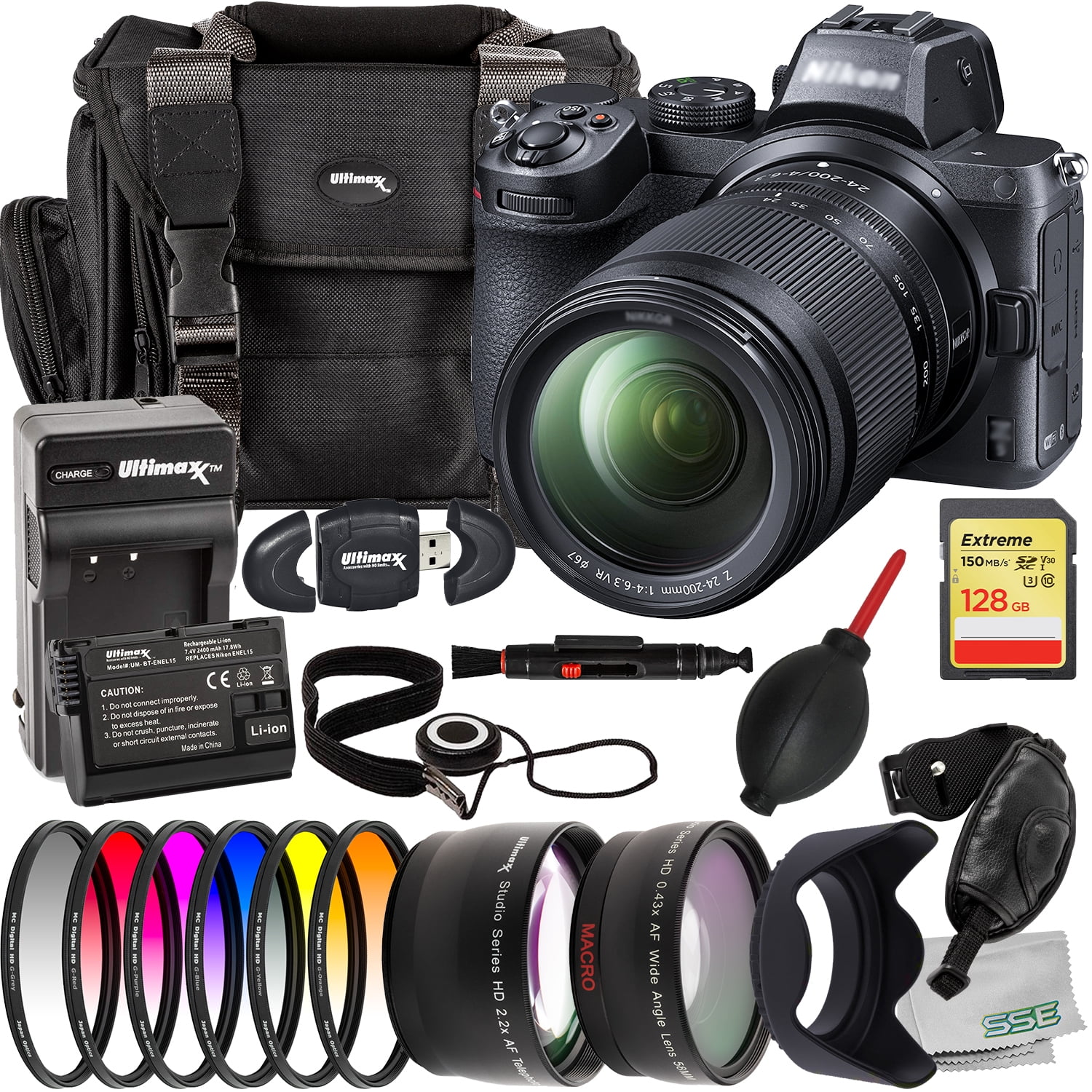 Ultimaxx Deluxe Nikon Z5 Mirrorless Digital Camera with 24-200mm Lens Bundle - Includes: 128GB ...