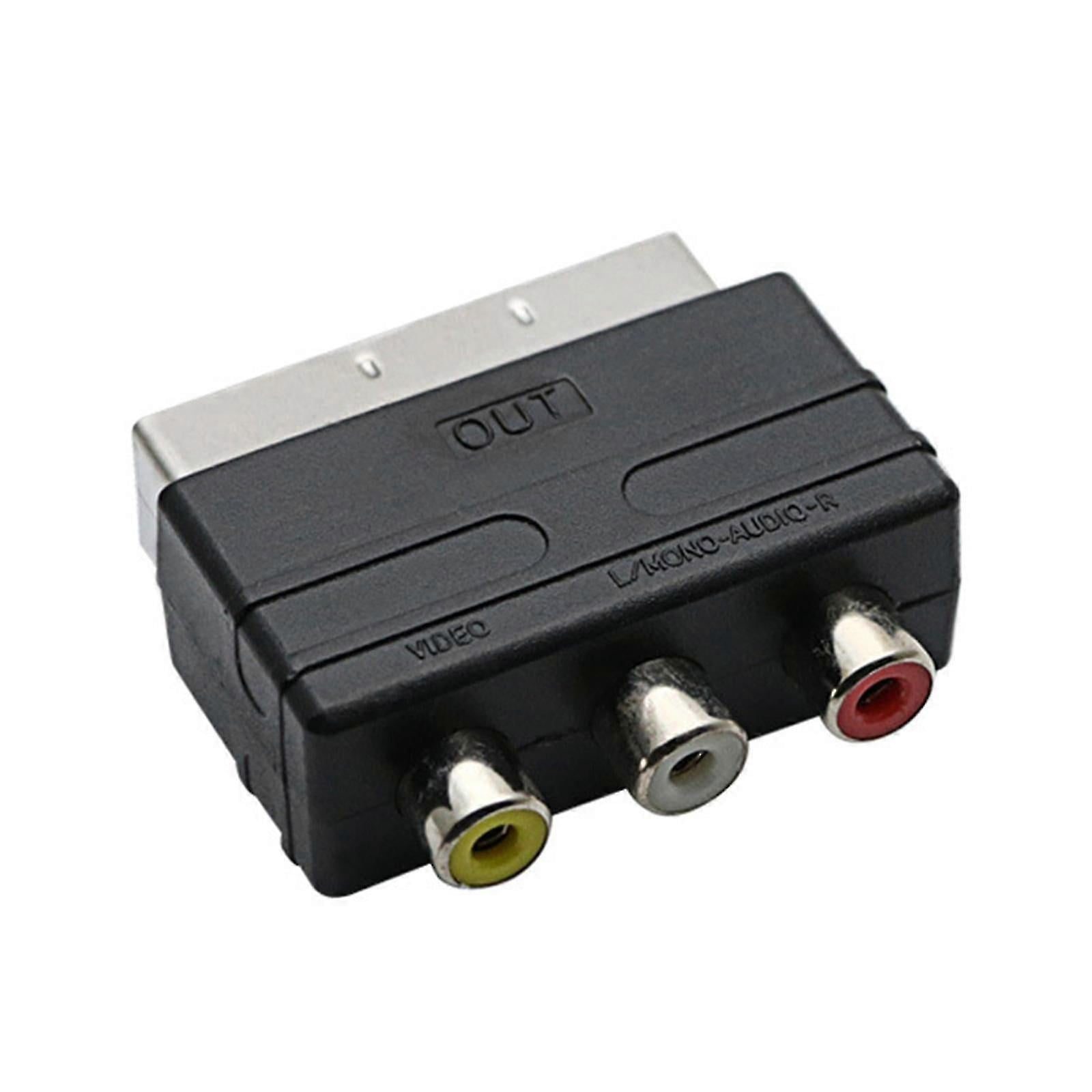 Scart To 3 Rca Phono Adapter Converter Av Tv Audio For Video Dvd ...