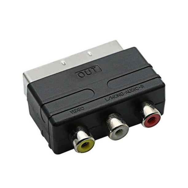 Scart To 3 Rca Phono Adapter Converter Av Tv Audio For Video Dvd ...