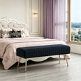 44 Inch Bedroom Ottoman Bench, Black Upholstered End of Bed Bench with ...