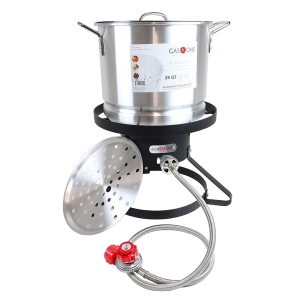 Gas One Propane Burner with Steamer Pot Red QCC- Turkey Fry & Tamale ...