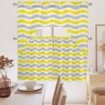 Abstract Waves Swag Curtains Valance and Tier Set, Yellow Grey Water ...