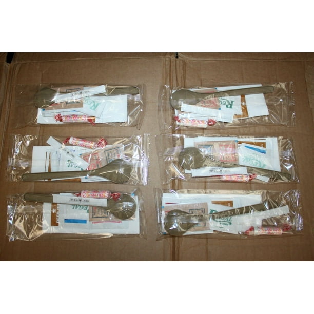 6 pk MRE Condiment Packets Emergency Survival Spoon Coffee Smartie Wipe ...
