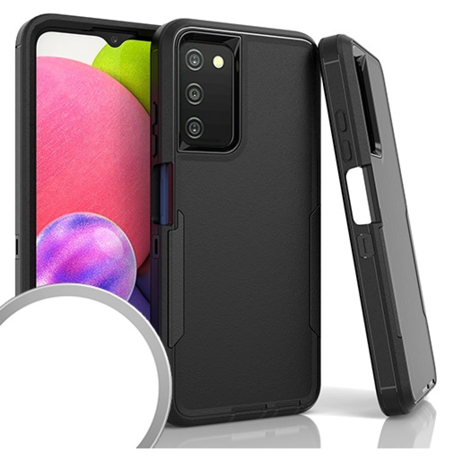 For Samsung Galaxy A03S SM-S134DL Tough Hybrid Phone Cover Case - Black ...