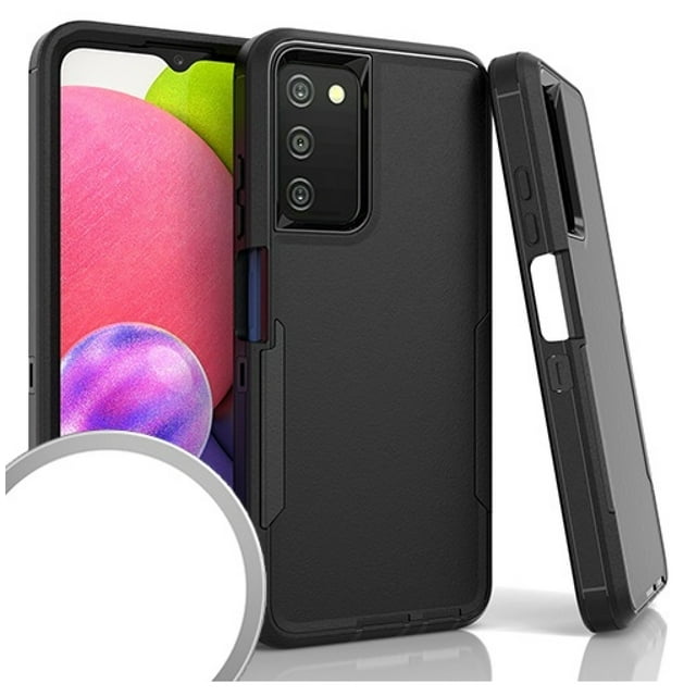 For Samsung Galaxy A03S SM-S134DL Tough Hybrid Phone Cover Case - Black ...