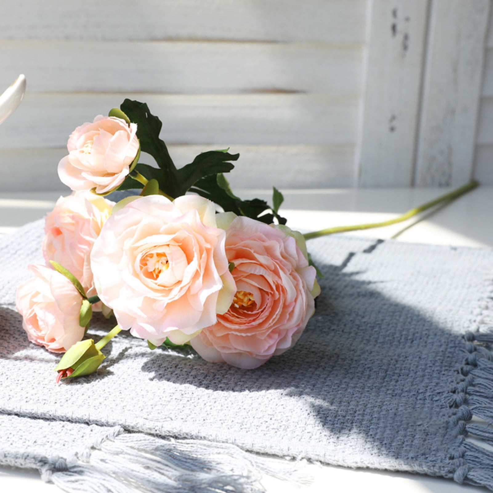 Multicolor Lotus Shape Fake Flower 6 Heads Single Branch Silk Flowers ...