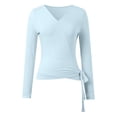 Byoo Tween Girls Wrap Long Sleeve T Shirt V Neck Solid Color Casual ...