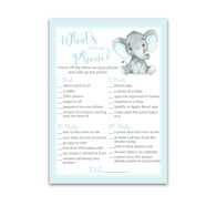 BLUE ELEPHANT Baby Shower Game — BABY TRIVIA Games — Pack of 25 — BOY ...