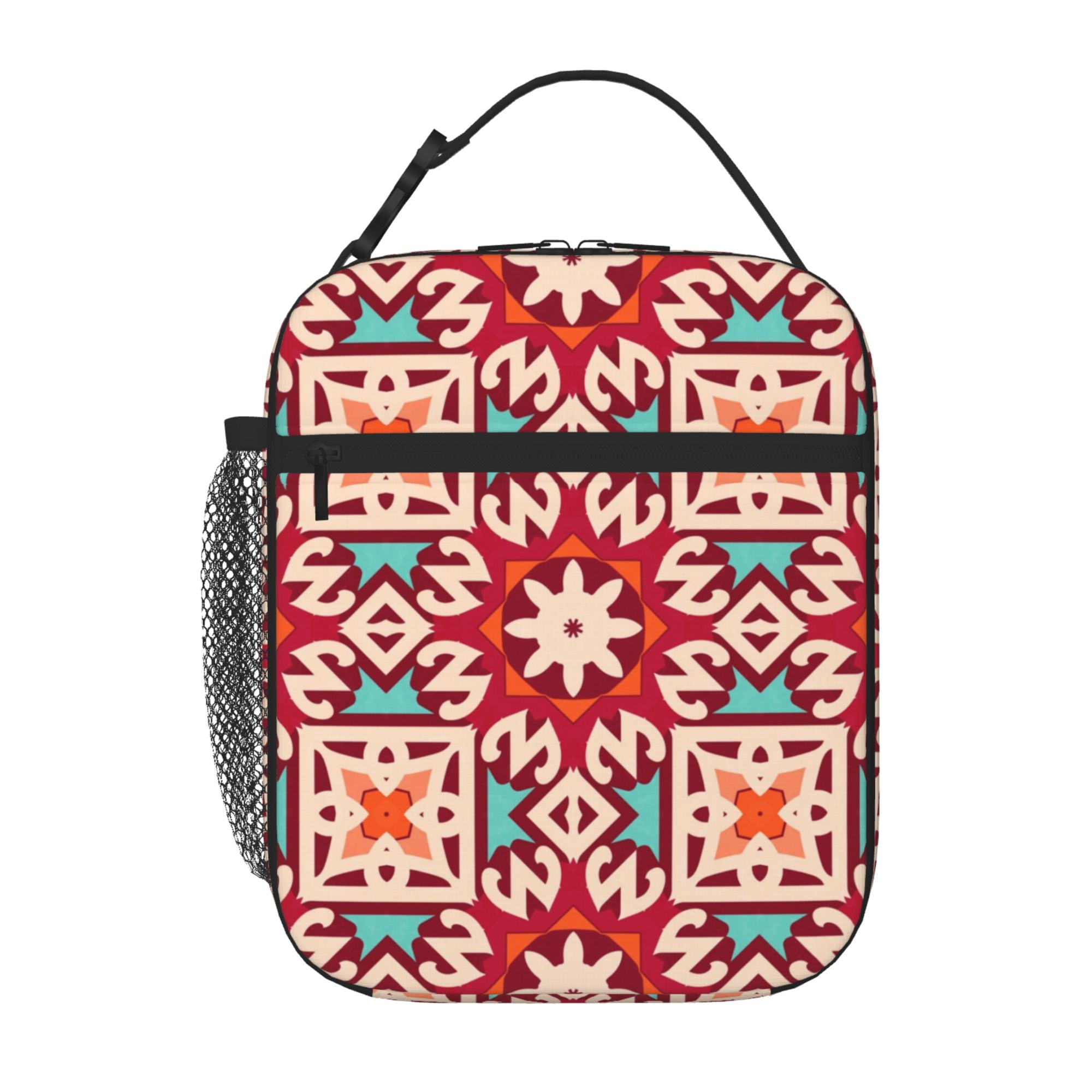 TEQUAN Portable Lunch Bag, Abstract Colorful Geometric Pattern Reusable ...