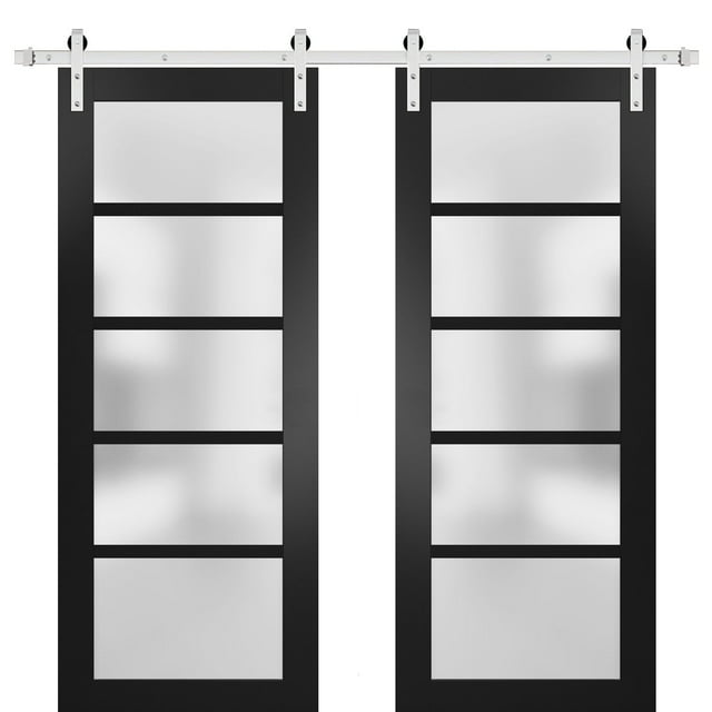 Sturdy Double Barn Door 60 x 96 inches with Frosted Glass | Quadro 4002 ...